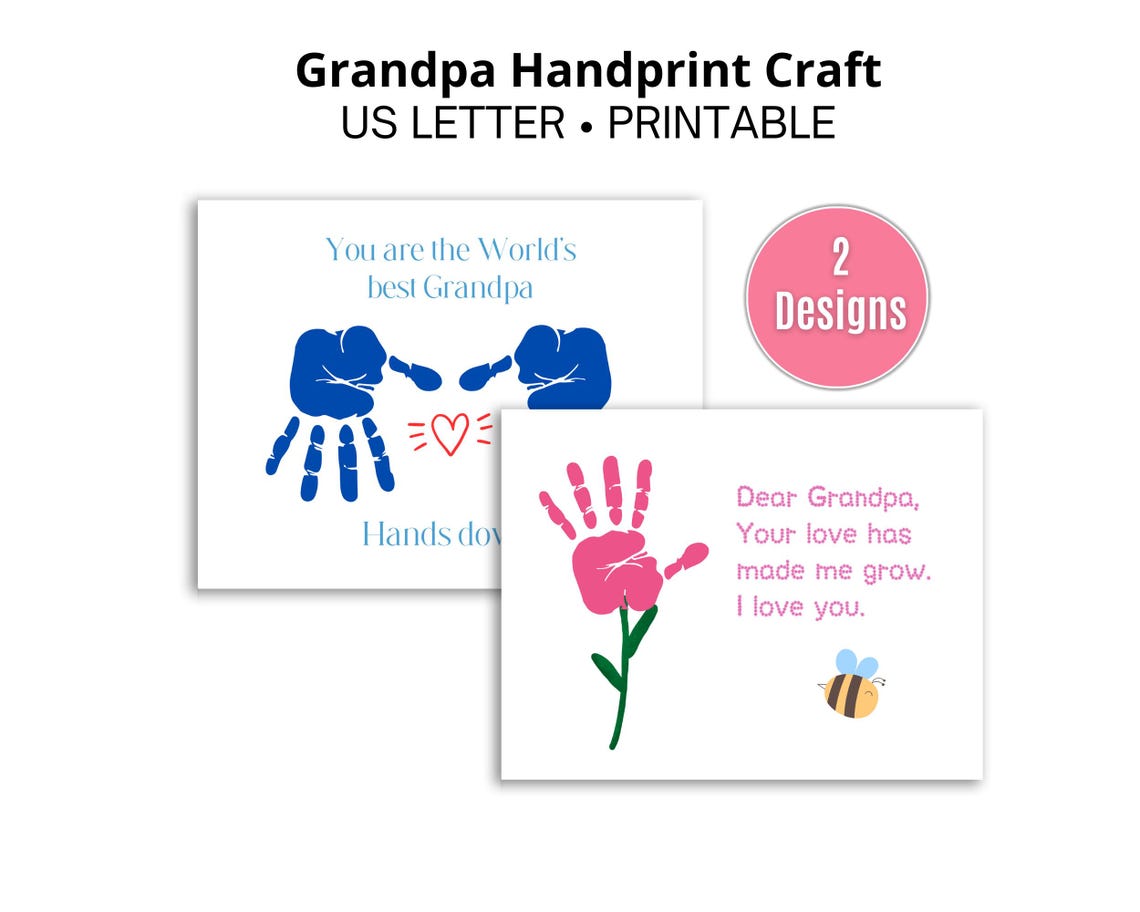 Grandpa and Grandma Handprint Craft, Grandparent's Day Grandpa ...