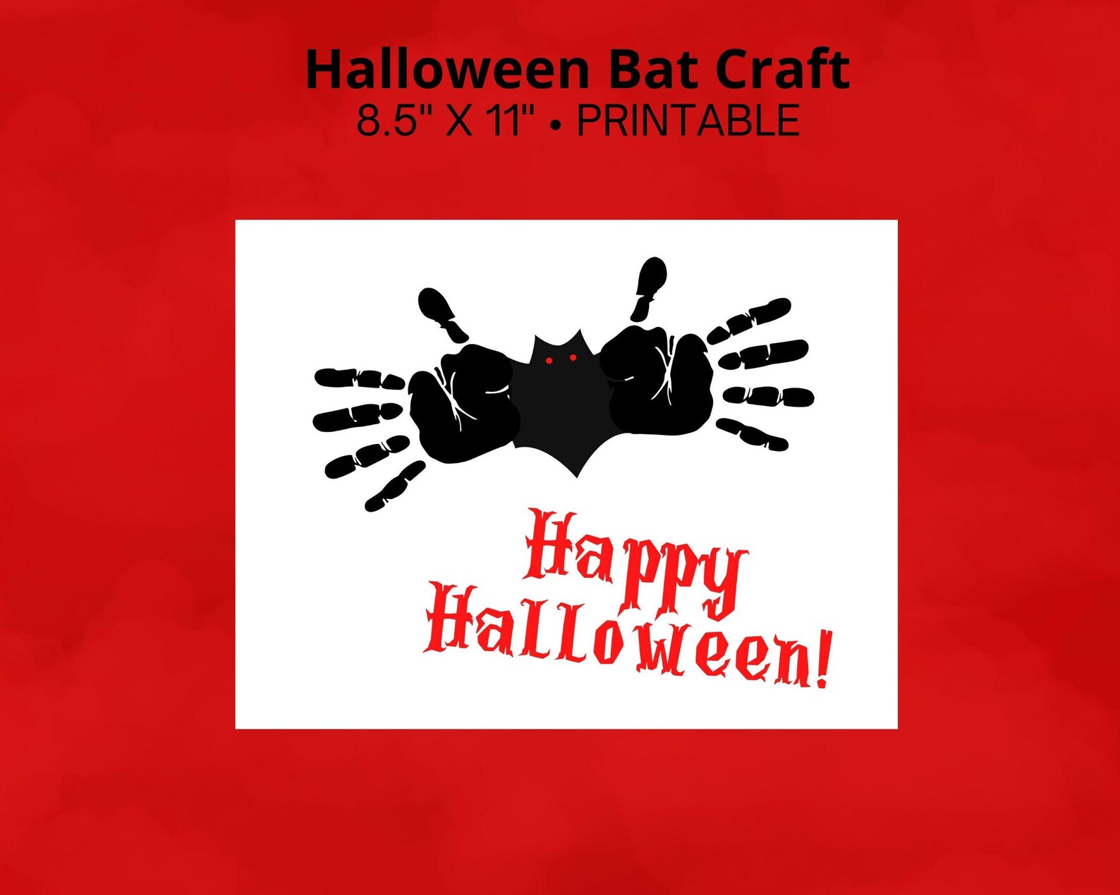 Halloween Handprint Bat Craft, Halloween Activity, Handprint Art ...