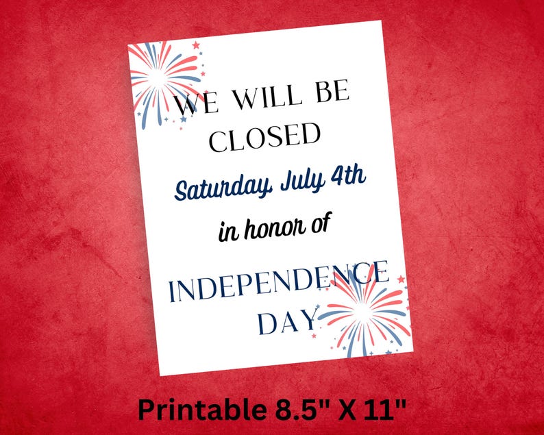 Fourth of July Printable Closed Sign 2026, 4th of July Printable Closed ...