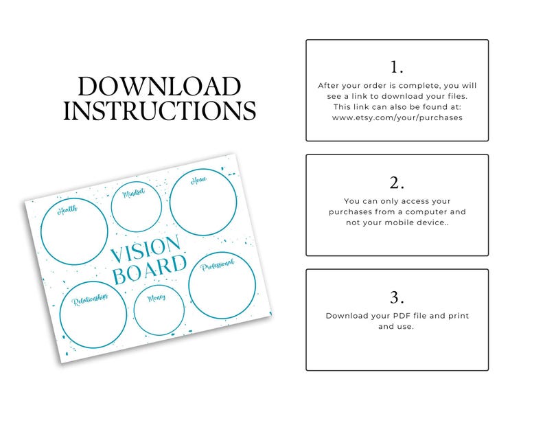 Vision Board, Printable Vision Board Template, Goal Setting Chart ...