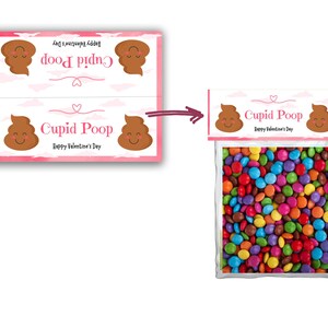 Cupid Poop Sandwich Bag Toppers, Cupid Poop Treat Toppers, Valentine's ...
