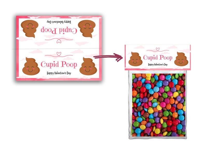 Cupid Poop Sandwich Bag Toppers, Cupid Poop Treat Toppers, Valentine's ...