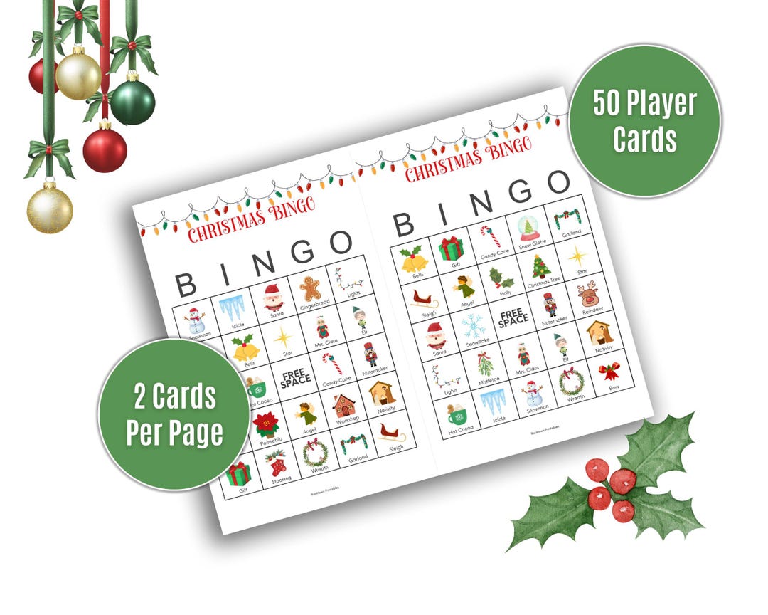 Christmas Printable Bingo Cards Includes Calling Cards and Chips ...