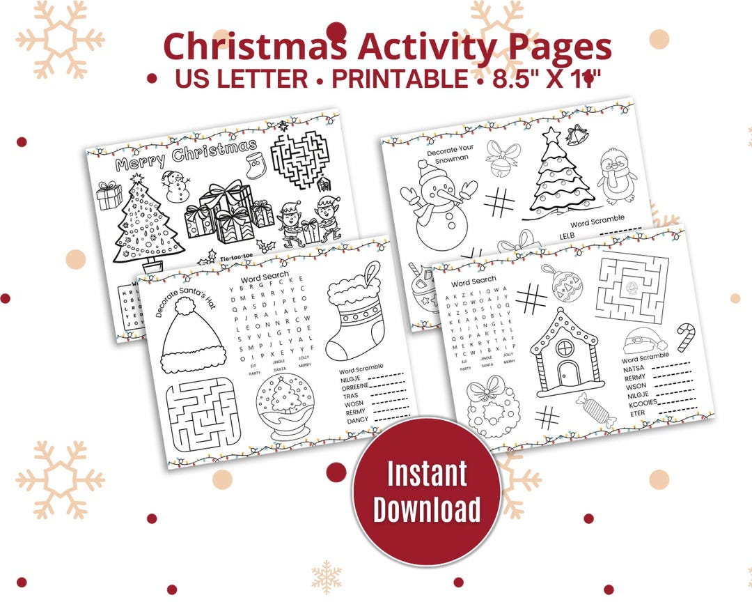 Christmas Coloring Pages, Christmas Activity Pages, Christmas Activity ...