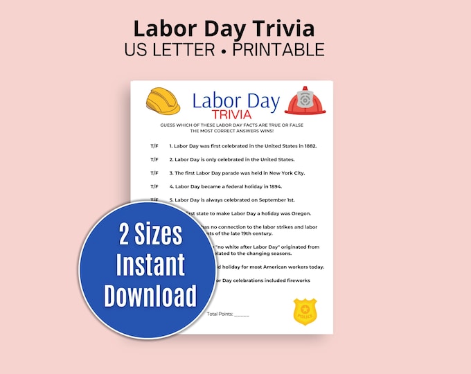 Labor Day Trivia Game, Labor Day Game, Printable Labor Day Game - Etsy