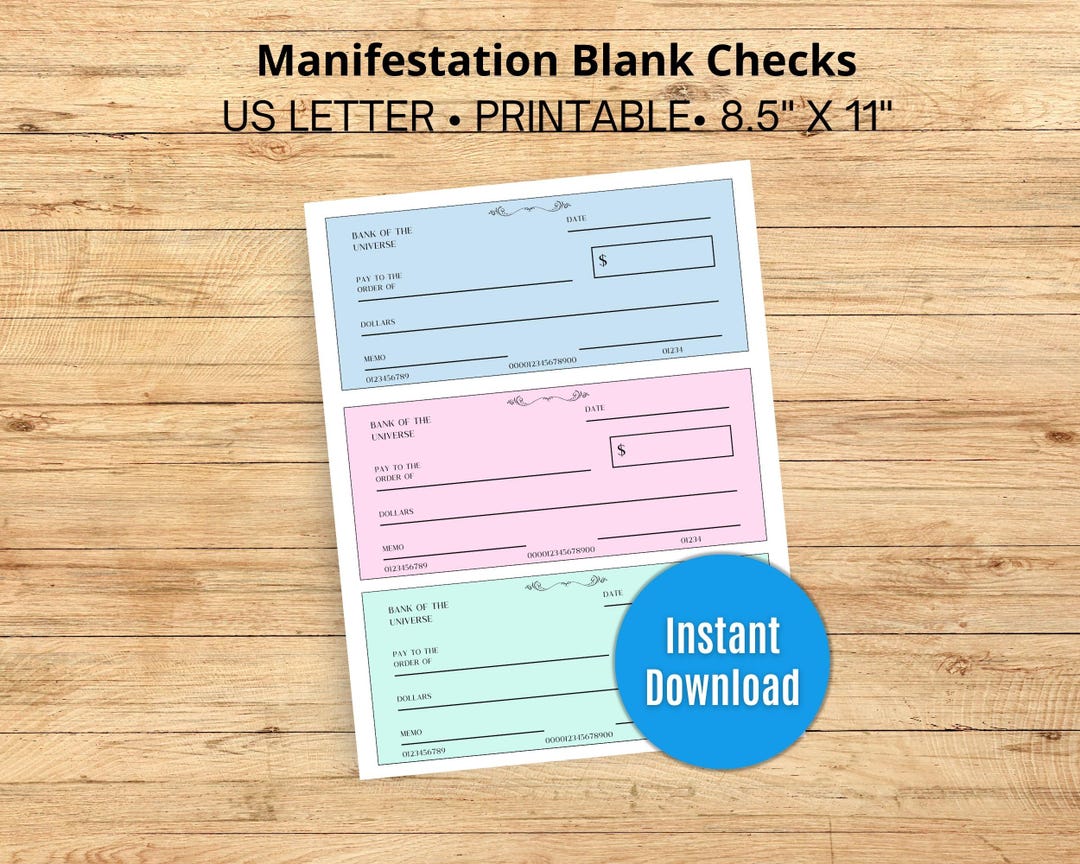 Editable Manifestation Blank Checks, Prosperity Checks, Vision Boards ...