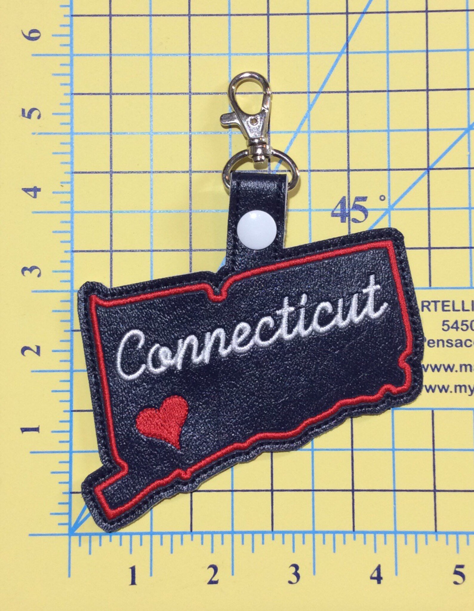 Connecticut State Snap Tab - DIGITAL DOWNLOAD - in the Hoop Embroidery ...