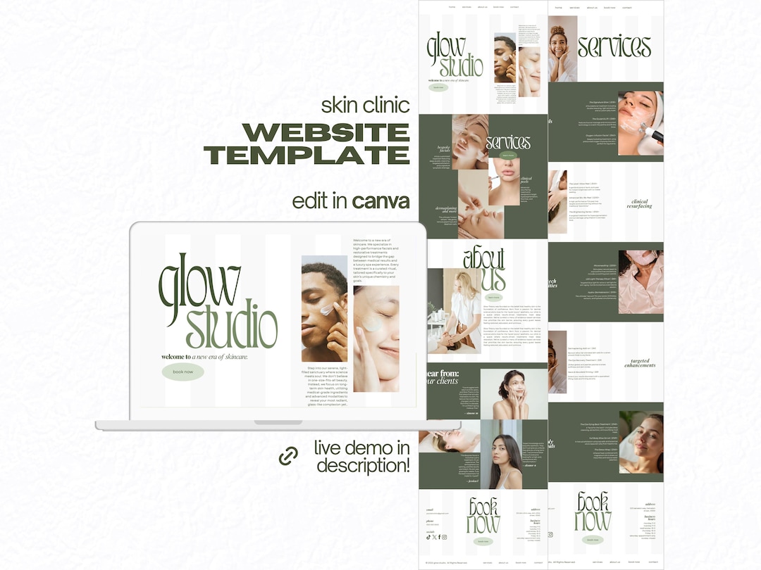 Canva Website Template for Estheticians Luxury Skin Clinic Website ...