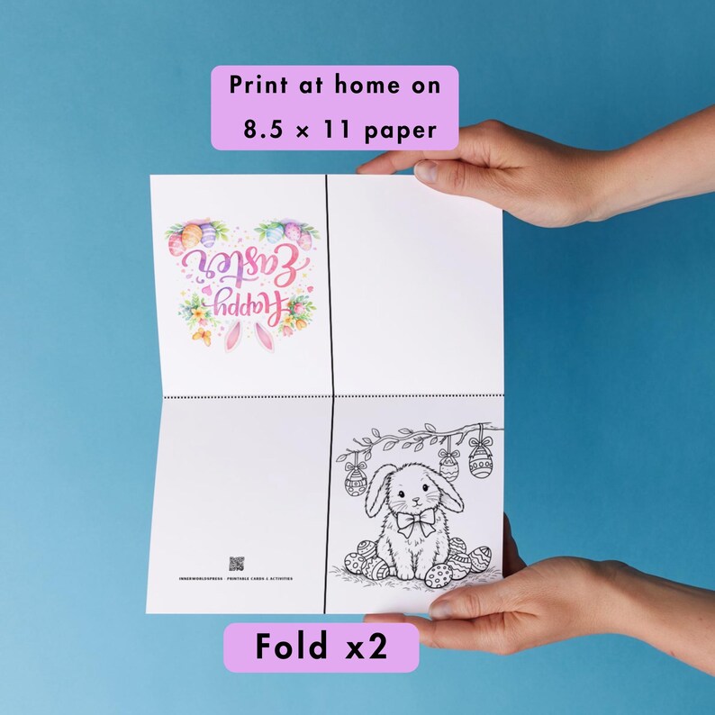 Printable Easter Coloring Cards for Kids – DIY Happy Easter Bunny Cards ...