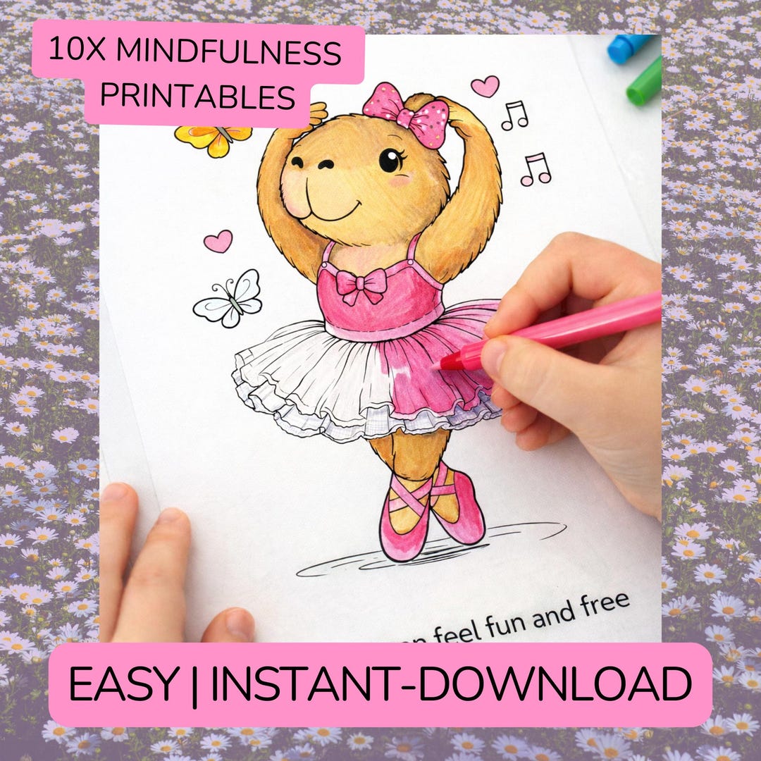 Mindful Capybara Coloring Pages for Kids – Big Feelings Printable PDF ...