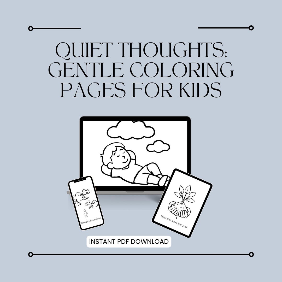 Quiet Thoughts Coloring Pages for Kids | Calm Printable Book | Mindful ...