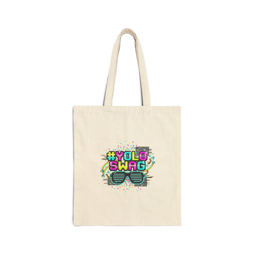 YOLO Swag Pixel Art Tote | 2000s Internet, Nostalgia Throwback Meme - Etsy