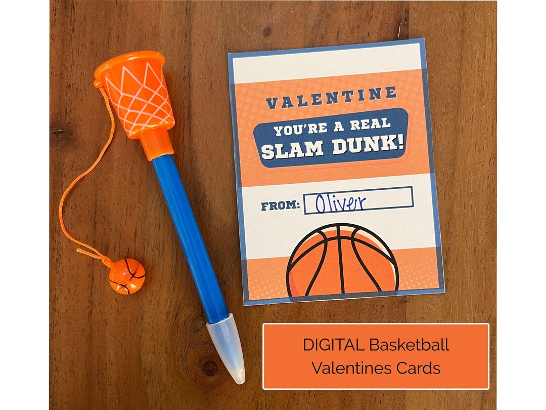 Basketball Valentine Cards, Printable Valentines for Class, Sports ...