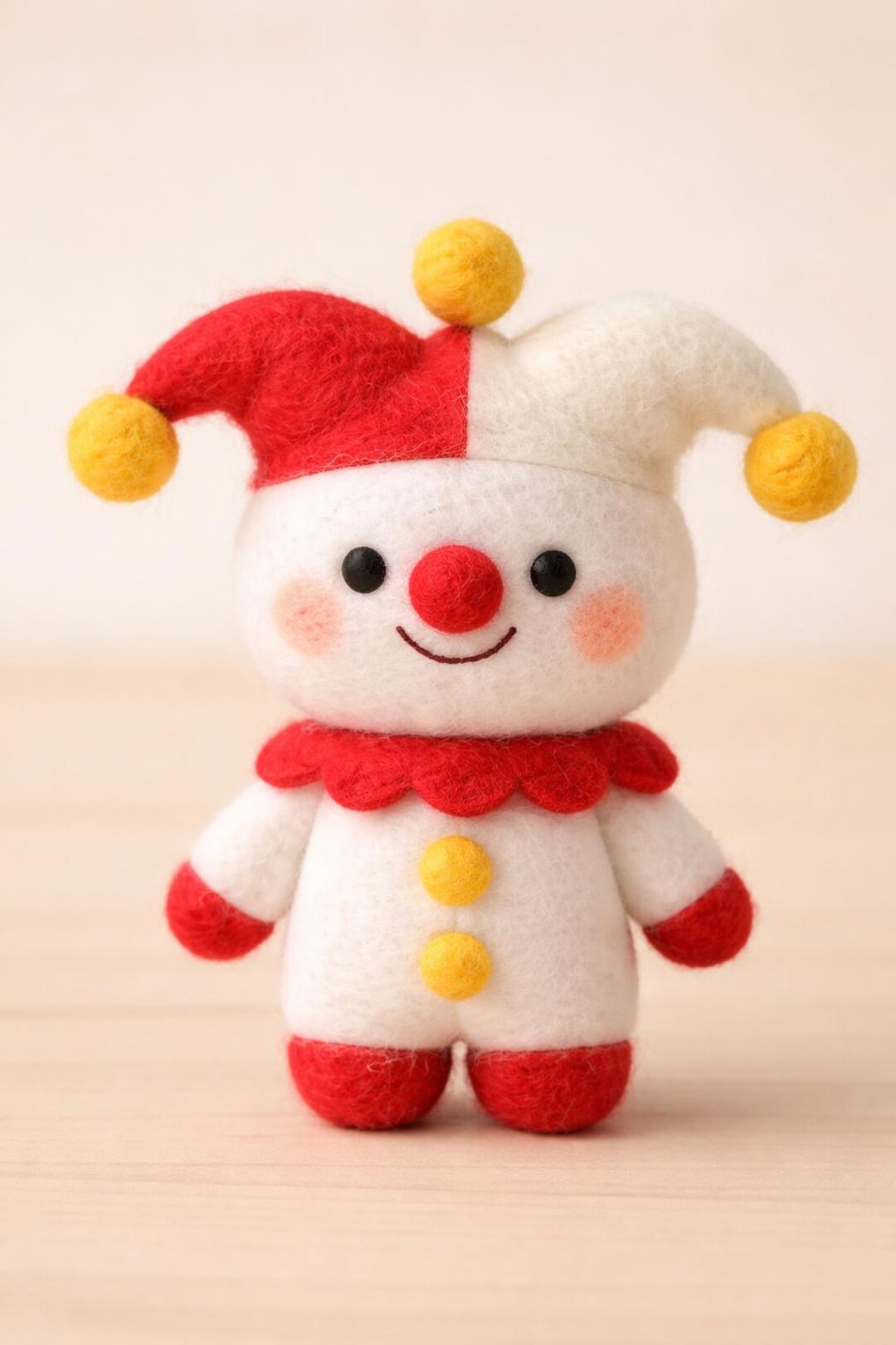 Needle Felted Clown Plushie, Handmade Jester Doll, Desk Decor - Etsy
