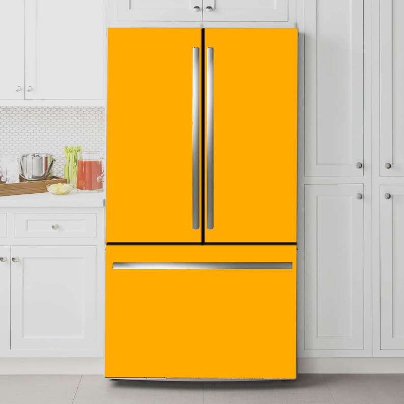 Strong Yellow Fridge Wrap Vinyl Sticker Cover - Etsy