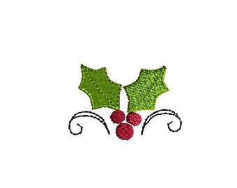 Mini Christmas Holly Machine Embroidery Design INSTANT | Etsy