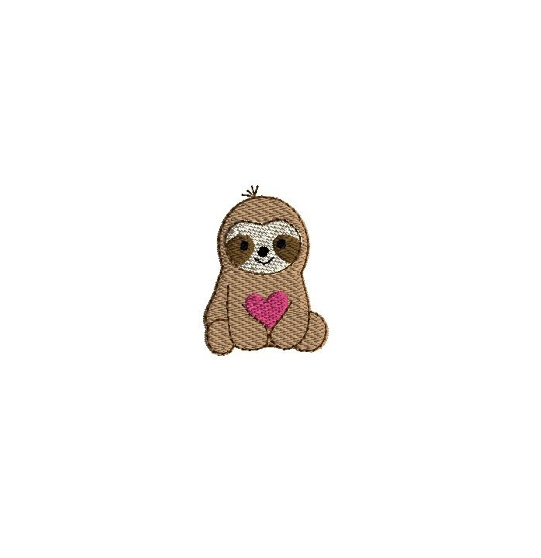 Mini Sloth With Heart Machine Embroidery Design-instant - Etsy