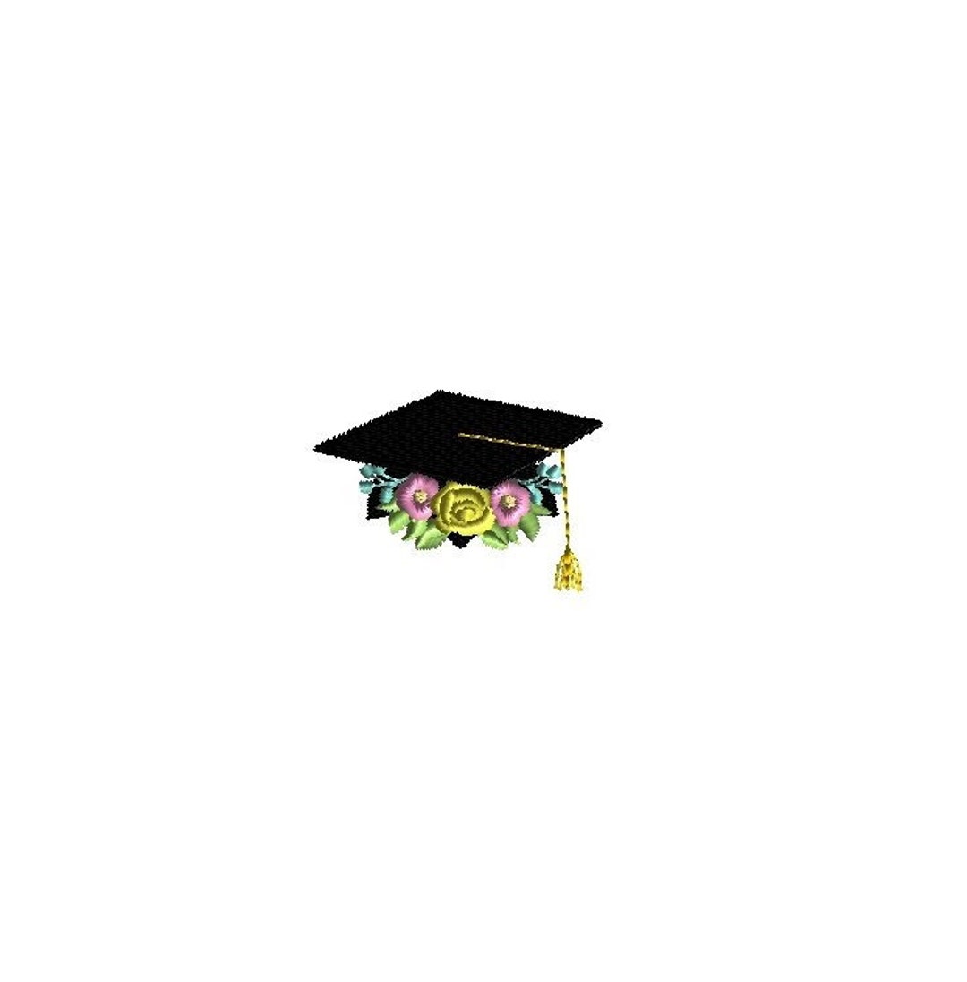 Mini Graduation Cap Floral Machine Embroidery Design-instant DOWNLOAD ...