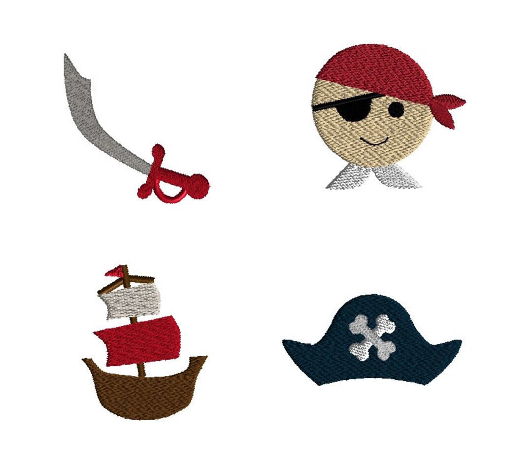 Mini Pirate Machine Embroidery Design Set-instant DOWNLOAD - Etsy
