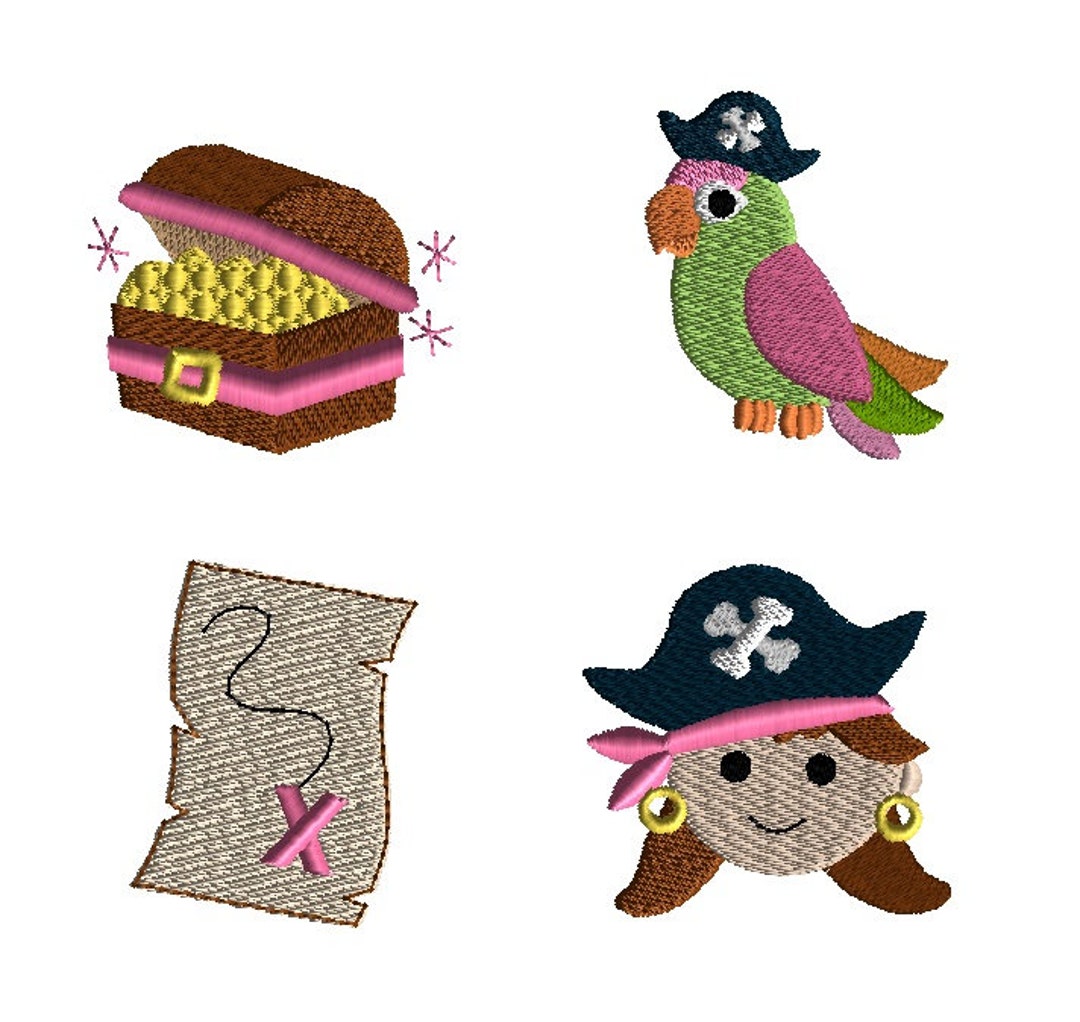 Mini Pirate Girl Machine Embroidery Design Set-instant DOWNLOAD - Etsy