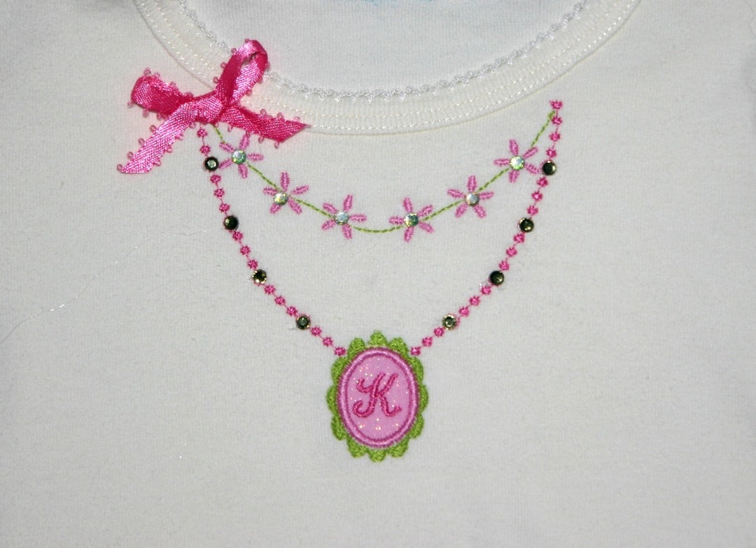 Necklace Machine Embroidery Applique Design-add Your Own Monogram and ...