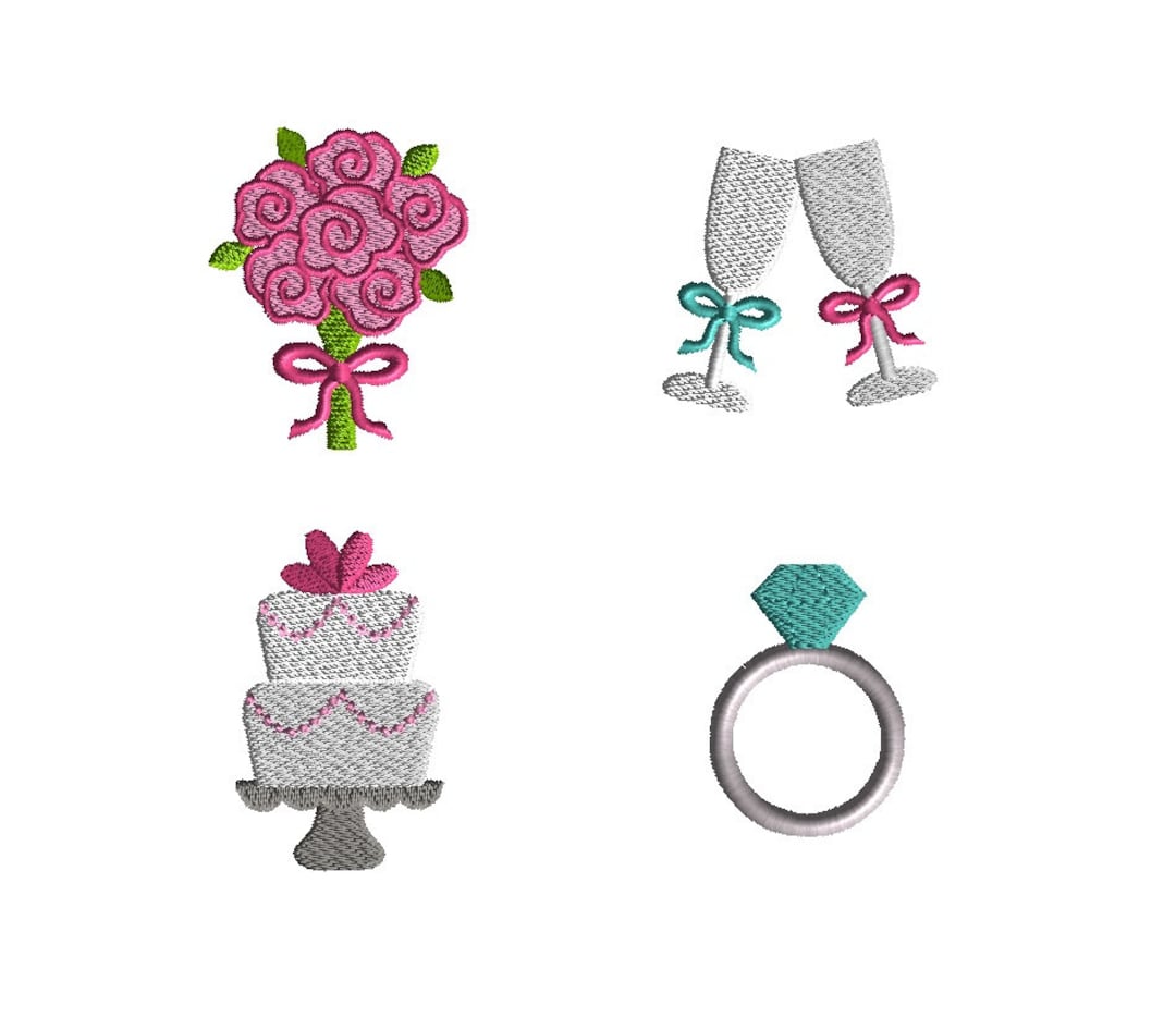 Mini Wedding Machine Embroidery Design Set-instant DOWNLOAD - Etsy
