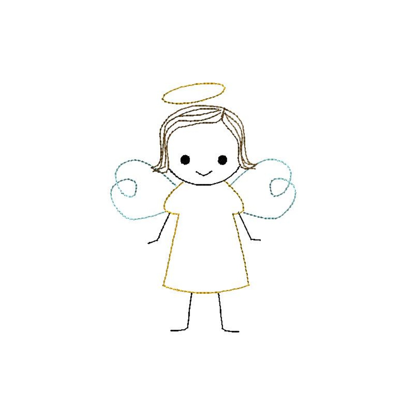 Angel Stick Figure Machine Embroidery Design-instant DOWNLOAD-4 Sizes ...