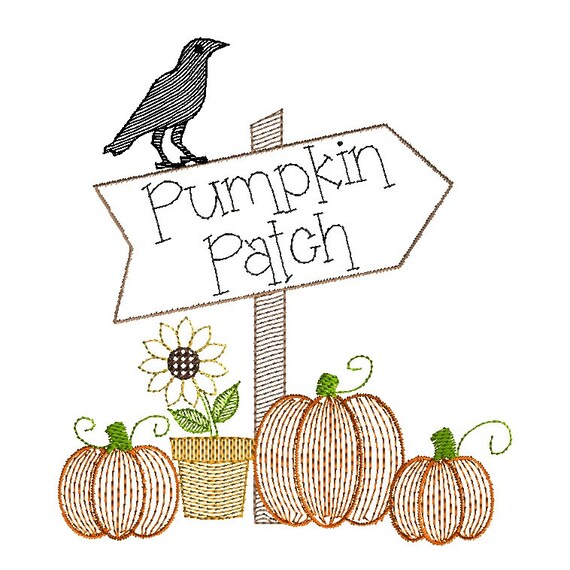 Pumpkin Patch Quick Stitch Machine Embroidery Design-instant | Etsy