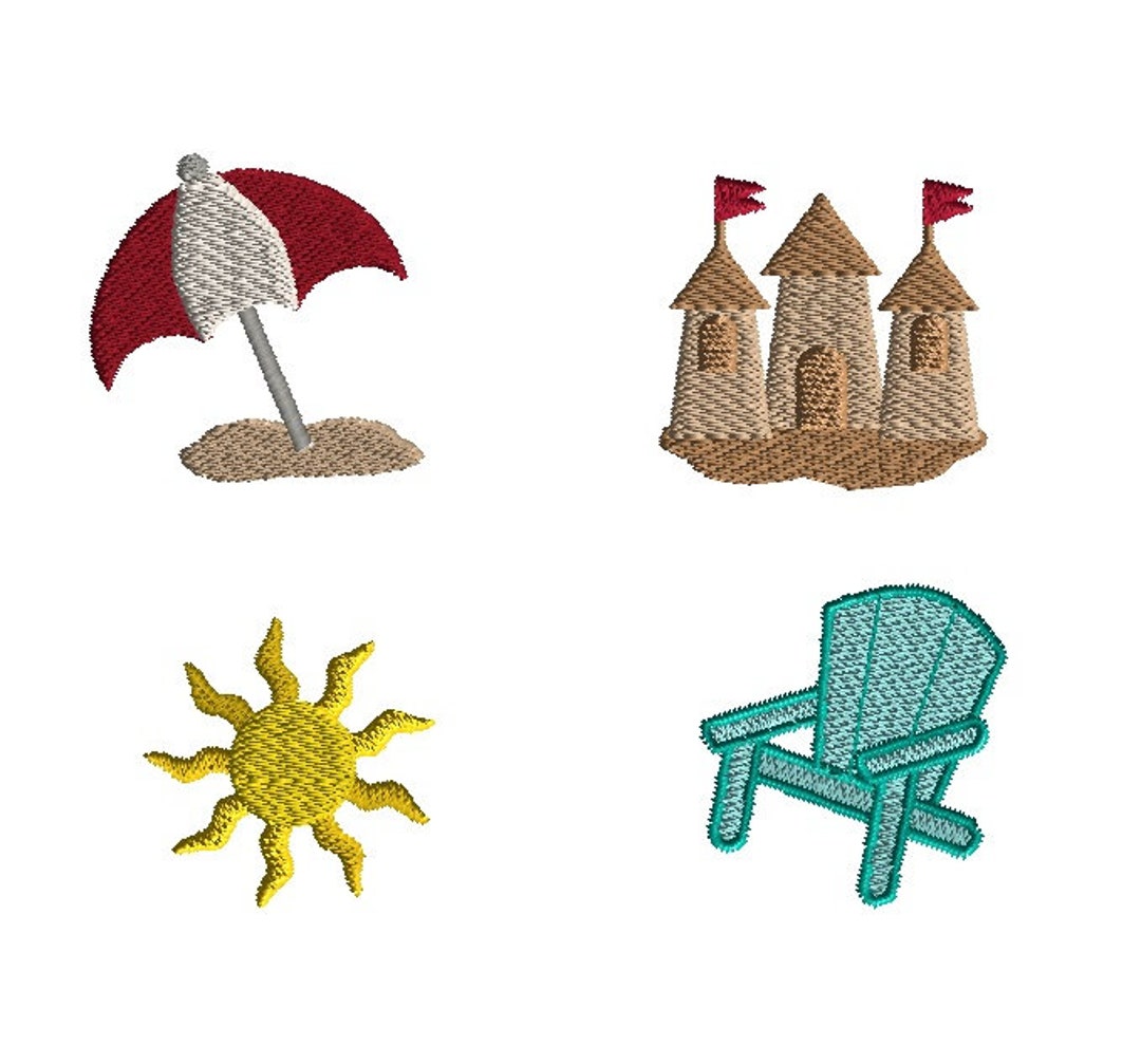 Mini Beach Machine Embroidery Design Set-instant DOWNLOAD - Etsy