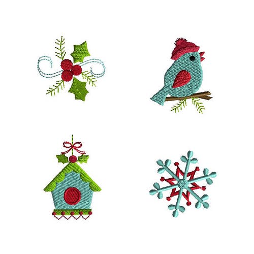 Mini Christmas Machine Embroidery Design Set-instant DOWNLOAD - Etsy