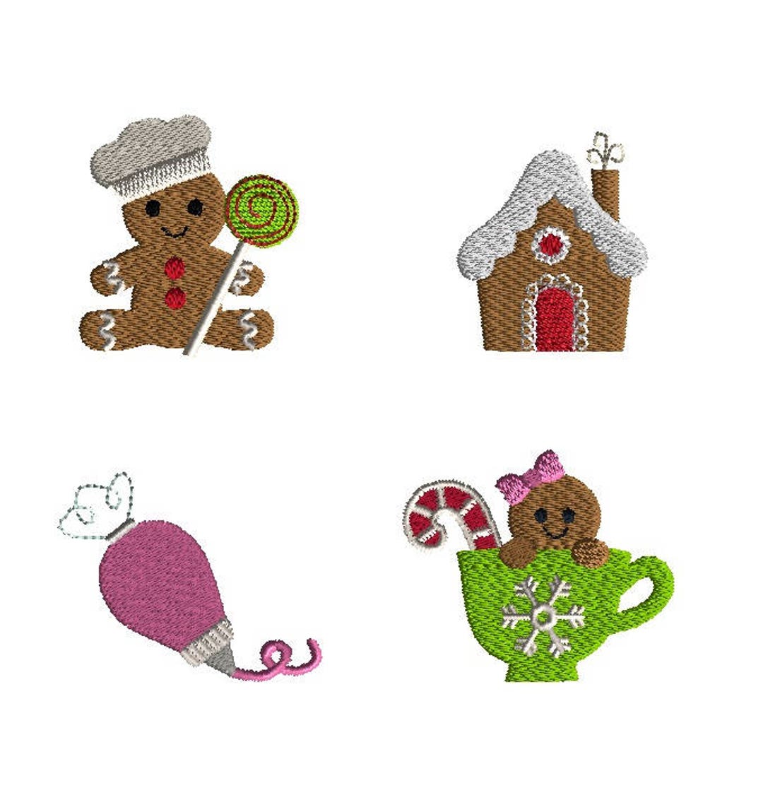 Mini Gingerbread Machine Embroidery Design Set-instant DOWNLOAD-3 Sizes ...