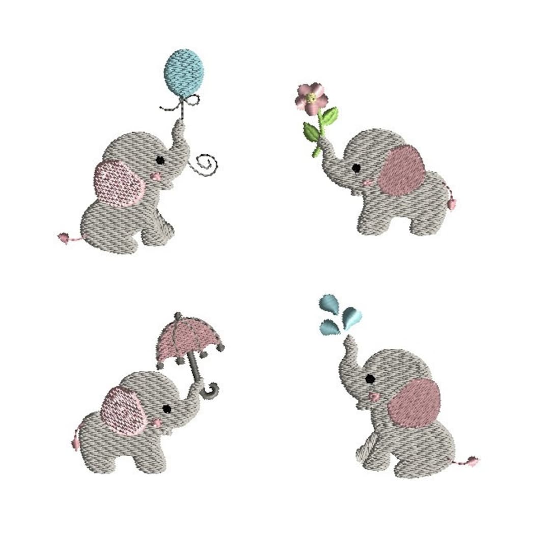 Mini Baby Elephant Machine Embroidery Design Set-instant DOWNLOAD - Etsy
