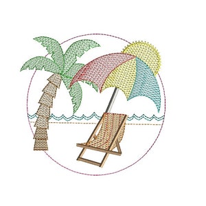 Beach Scene Quick Stitch Machine Embroidery Design-instant DOWNLOAD - Etsy
