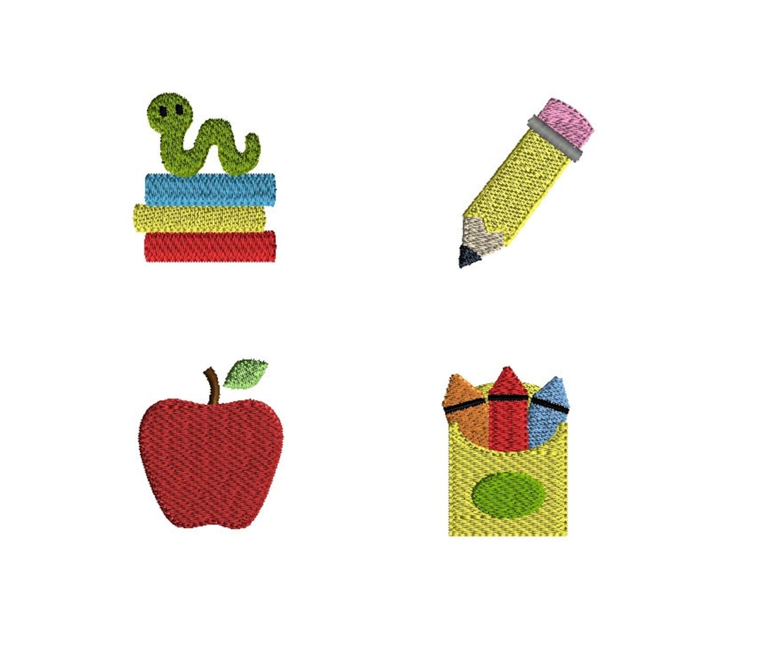Mini School Machine Embroidery Design Set-instant DOWNLOAD - Etsy