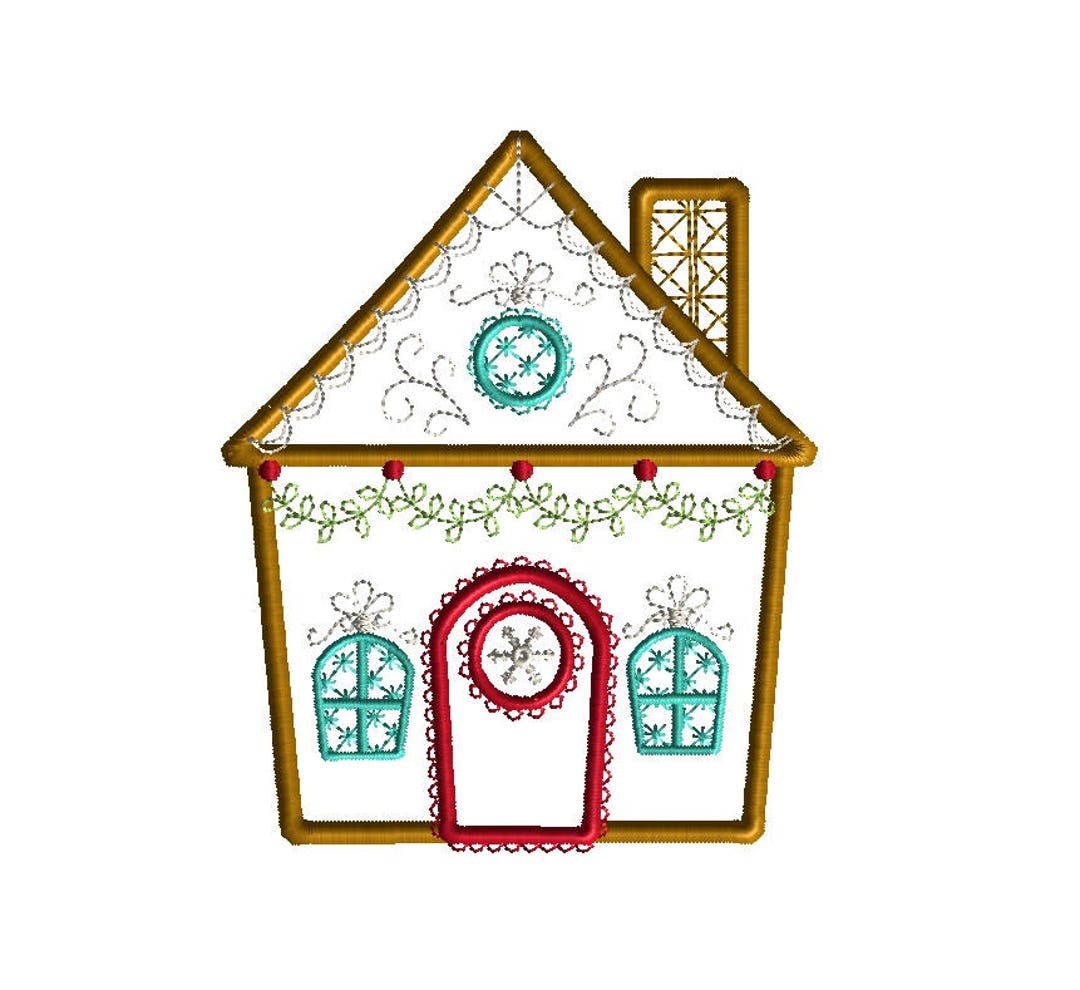Gingerbread House 2 Applique Machine Embroidery Design-instant DOWNLOAD ...