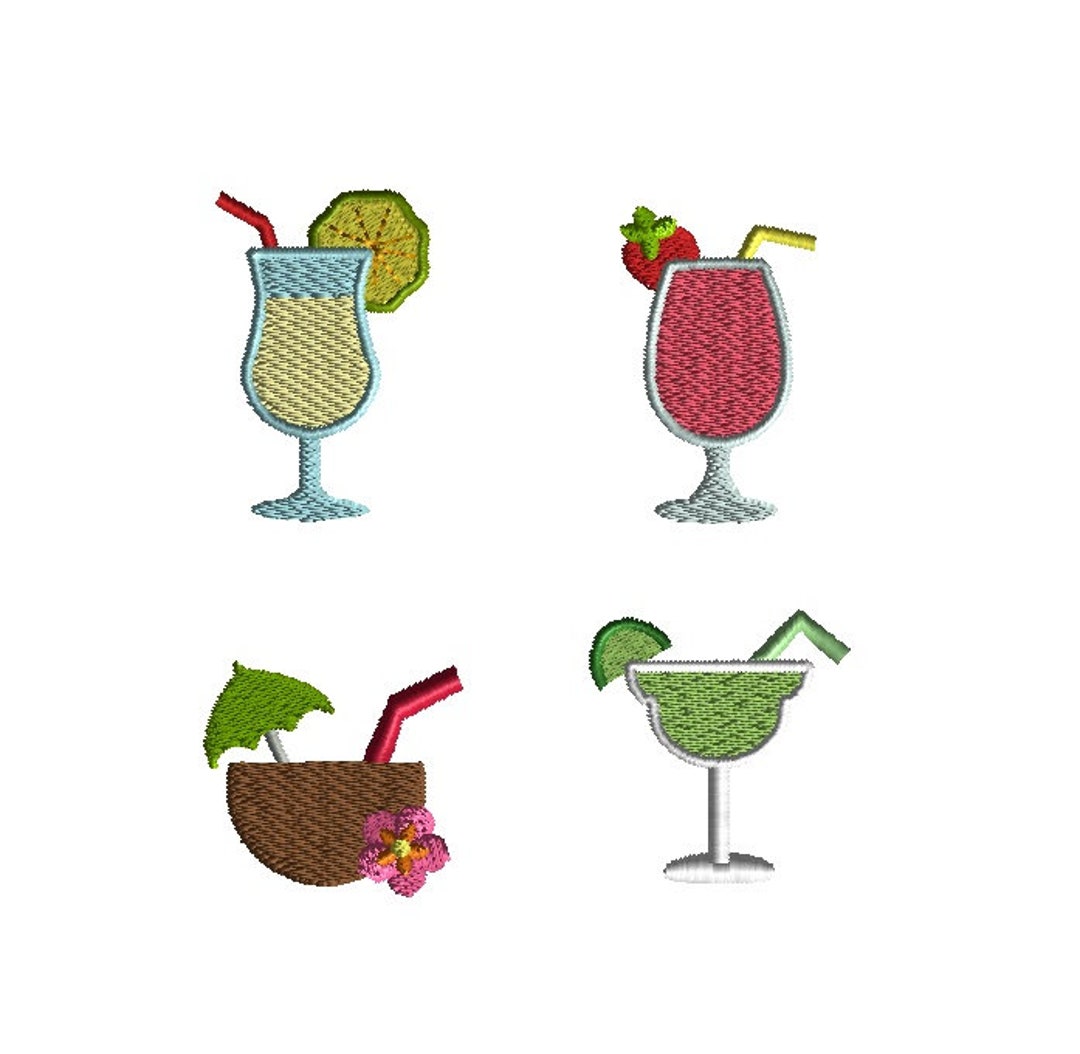 Mini Drinks Machine Embroidery Design Set-instant DOWNLOAD - Etsy