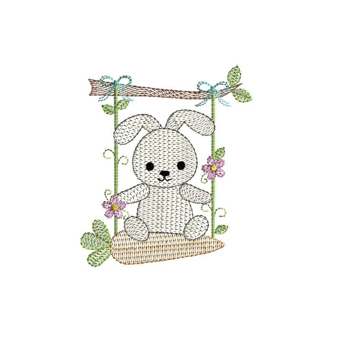 Bunny Swing Quick Stitch Machine Embroidery Design-instant DOWNLOAD - Etsy