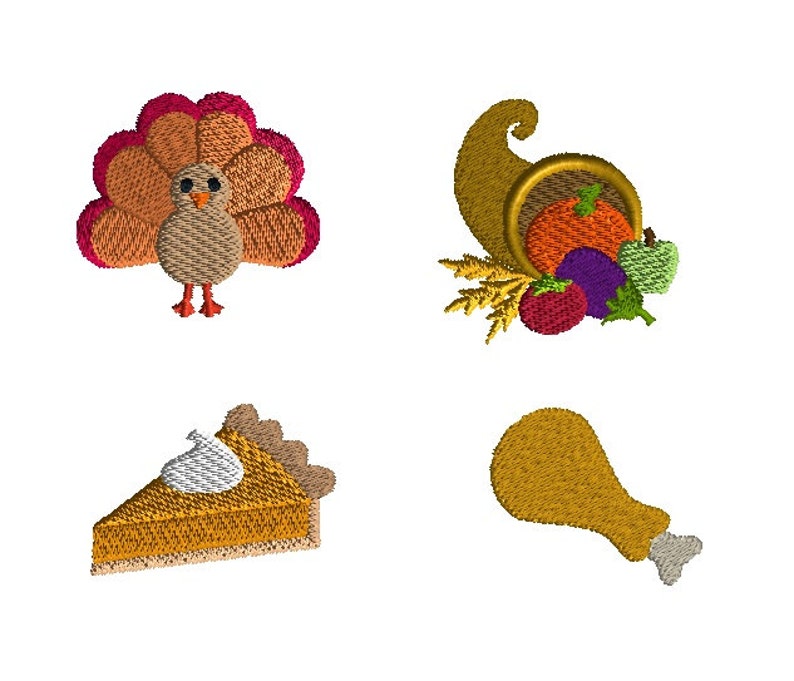 Mini Thanksgiving Feast Machine Embroidery Designsturkey - Etsy