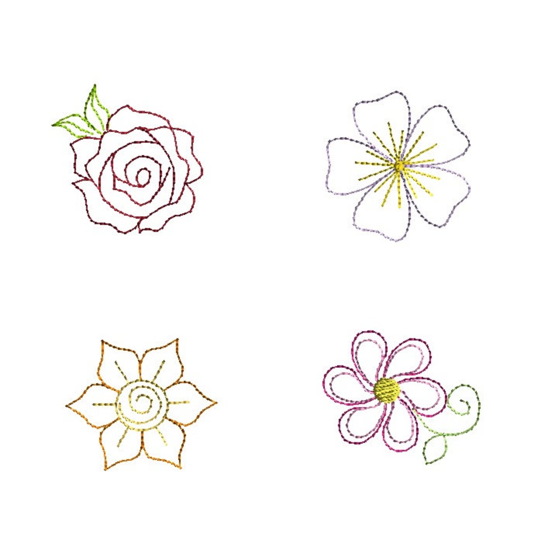 Mini Flower Stitch Machine Embroidery Design Set-instant DOWNLOAD - Etsy