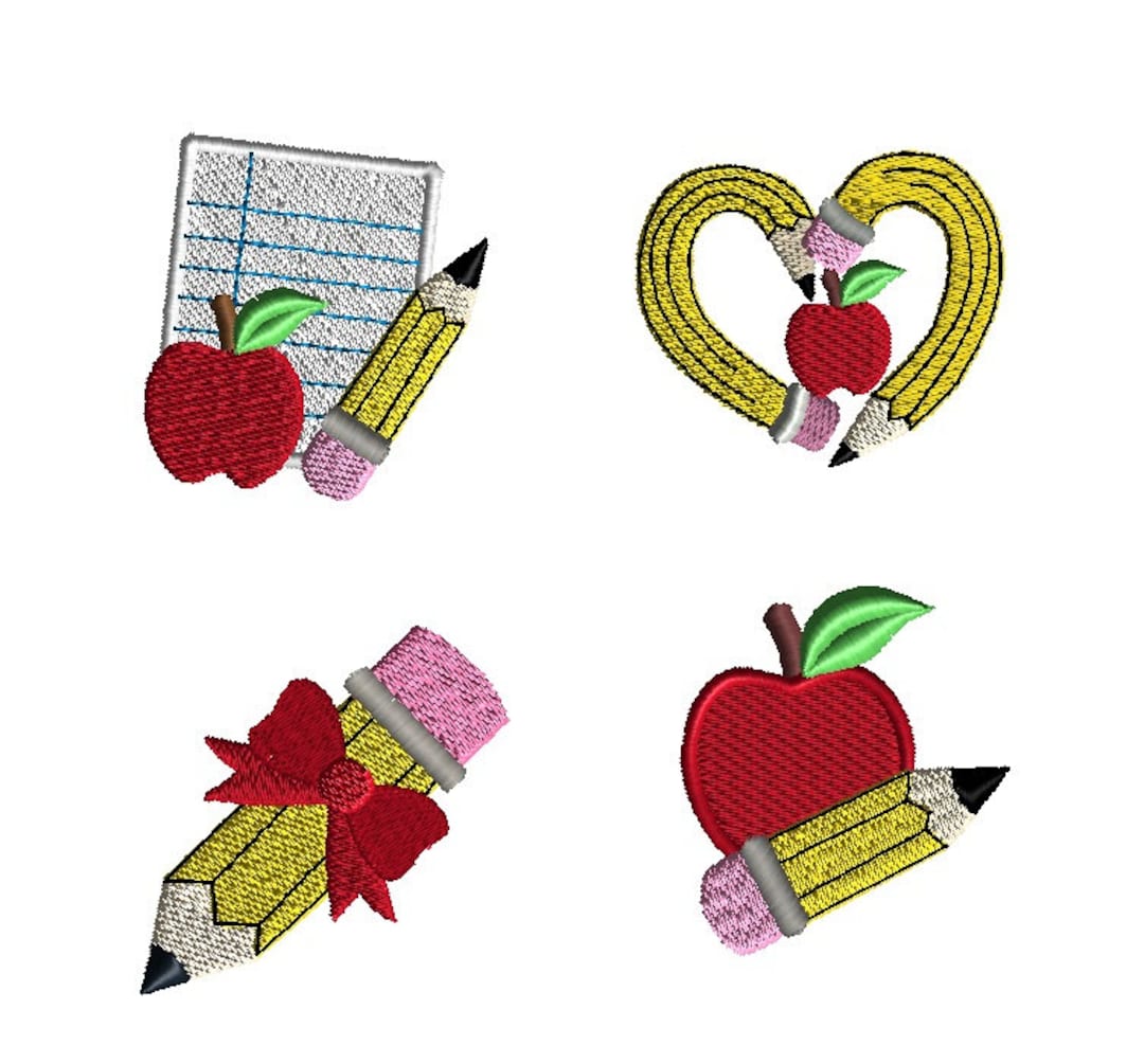 Mini School Pencil Machine Embroidery Design Set-instant DOWNLOAD - Etsy