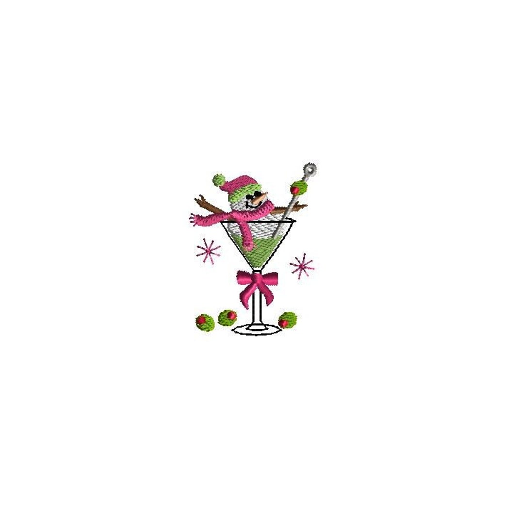Mini Snowman in Martini Machine Embroidery Design-instant DOWNLOAD - Etsy