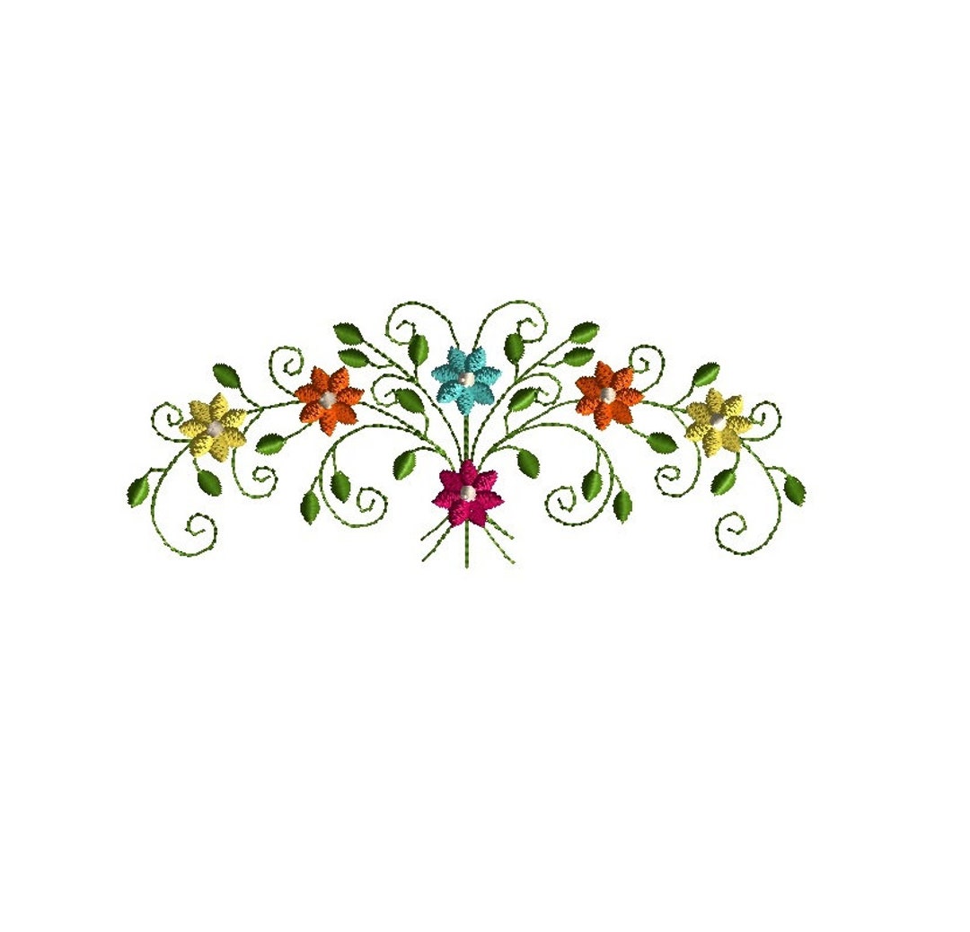 Flower Border 2 Machine Embroidery Design-instant DOWNLOAD - Etsy