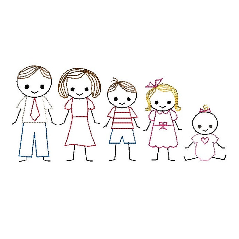 Stick Figure Embroidery Design - Etsy