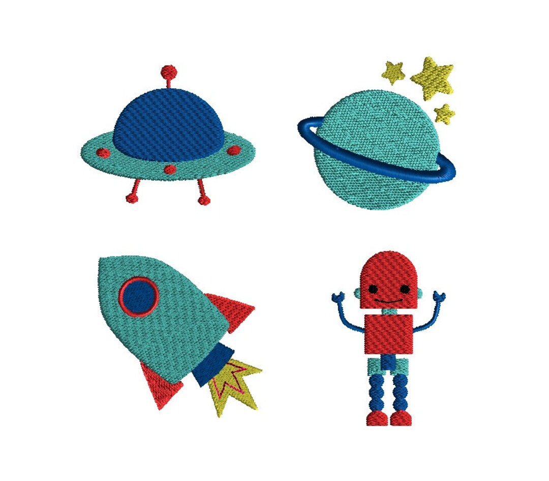Mini Outer Space Machine Embroidery Design Set-instant DOWNLOAD - Etsy