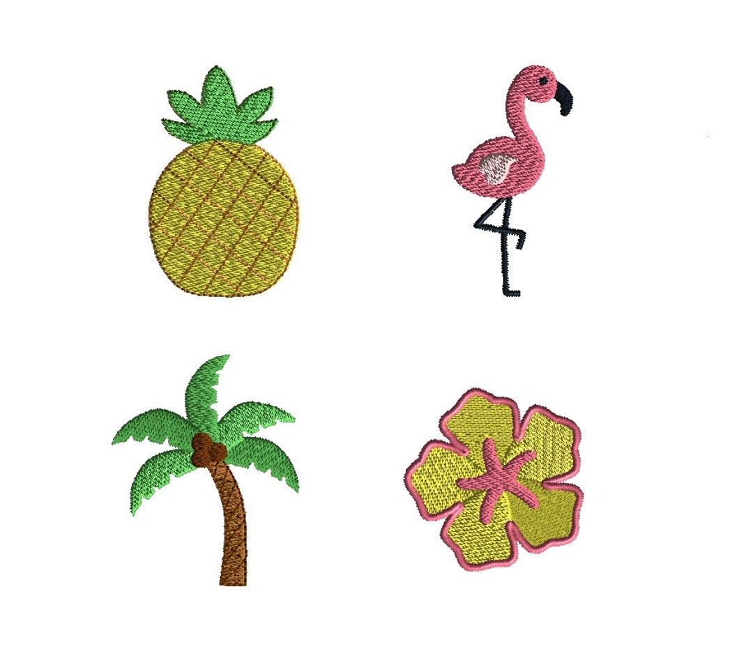 Mini Tropical Machine Embroidery Design Set-instant DOWNLOAD - Etsy