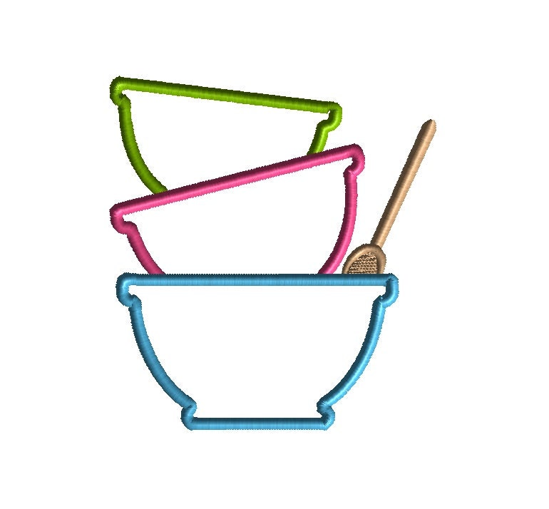 Mixing Bowls Applique Machine Embroidery Design-instant DOWNLOAD - Etsy