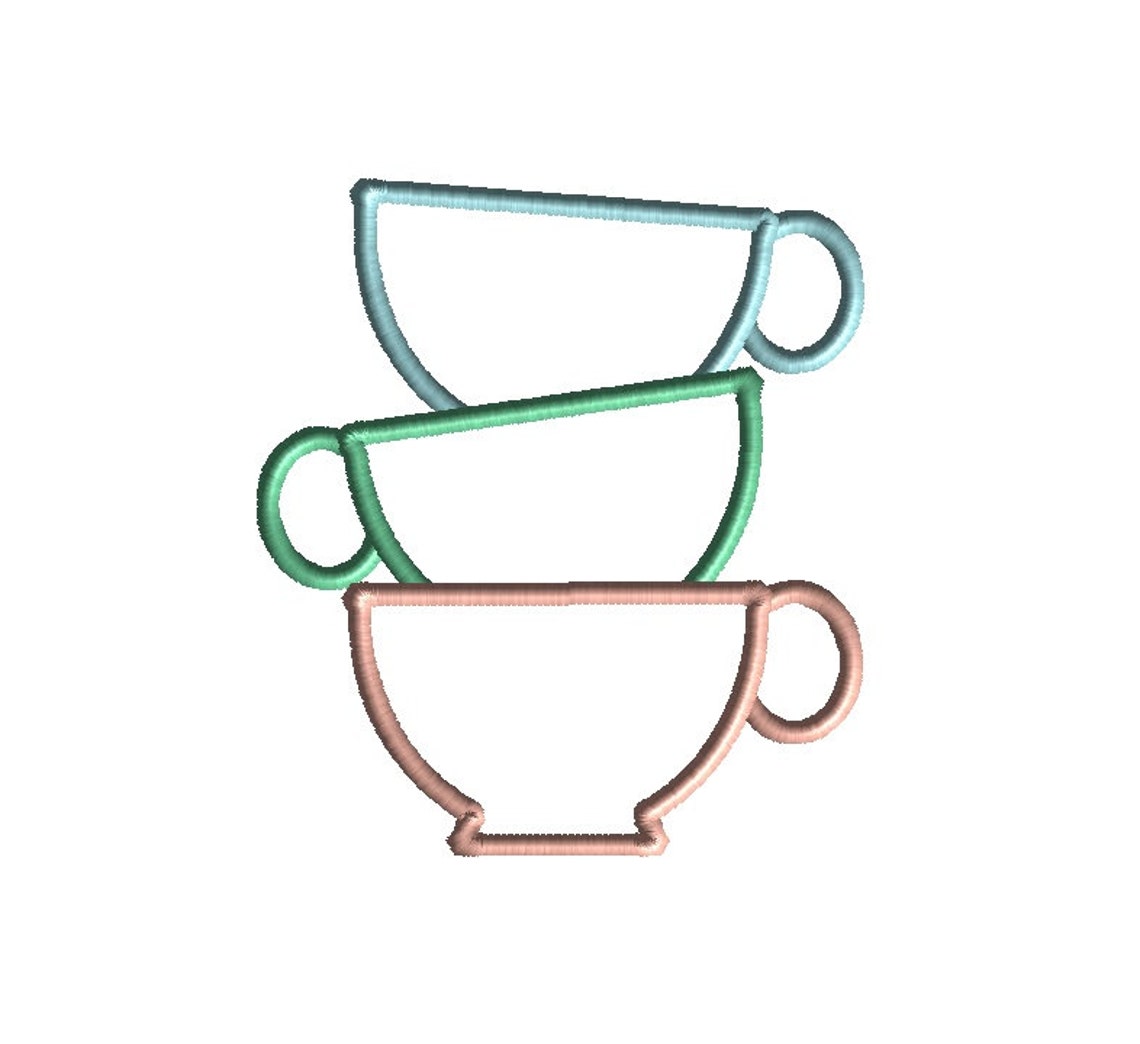 Teacup Stack Machine Embroidery Applique Design-instant - Etsy