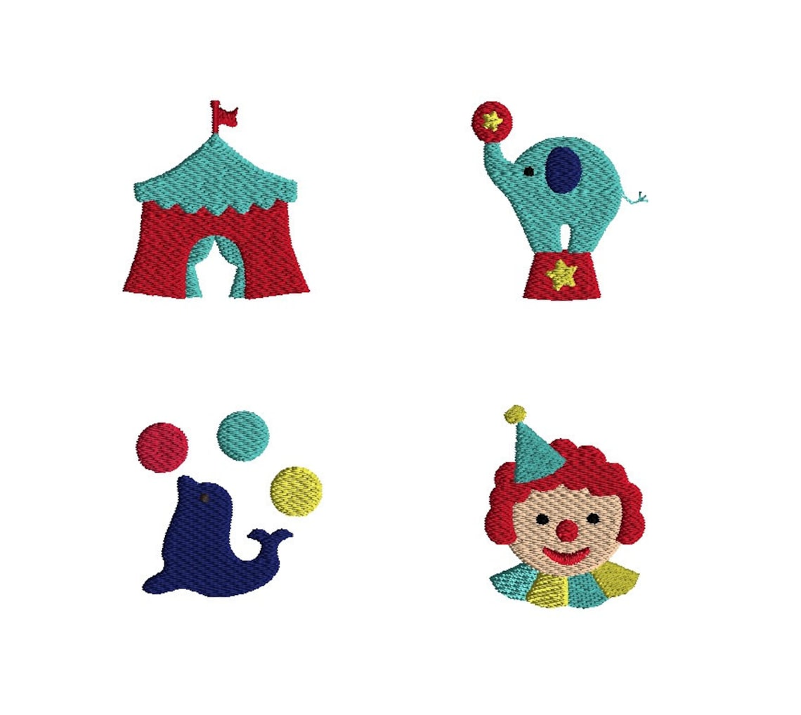 Mini Circus Machine Embroidery Design Set-instant DOWNLOAD - Etsy