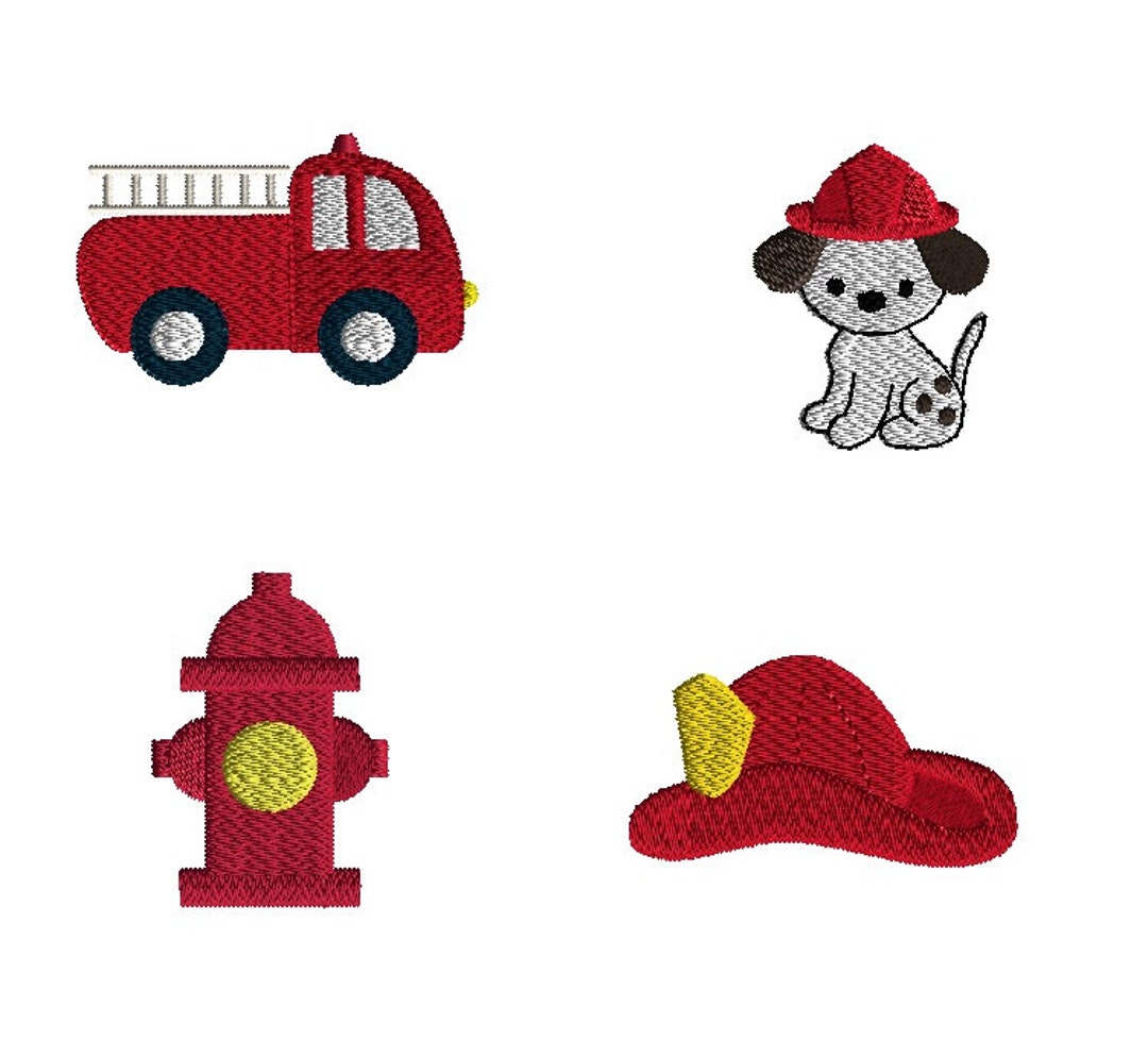 Mini Fireman Machine Embroidery Design Set-instant DOWNLOAD - Etsy