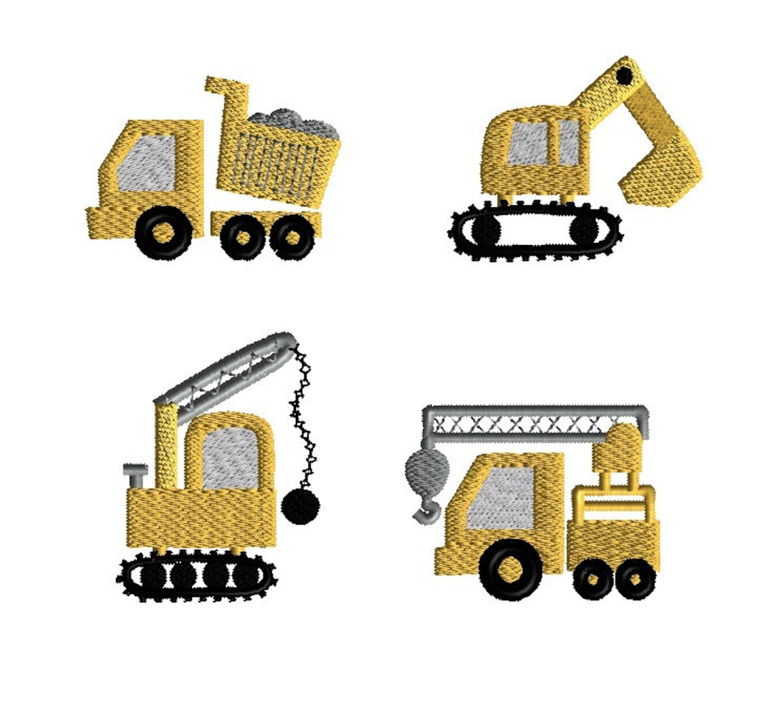 Mini Construction Trucks Machine Embroidery Design Set-instant DOWNLOAD ...
